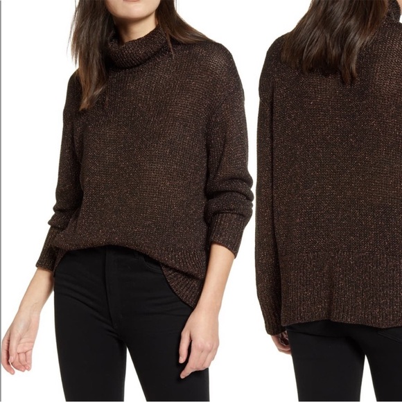 Chelsea28 | Sweaters | Chelsea 28 Gold Glitter Turtleneck Sweater ...